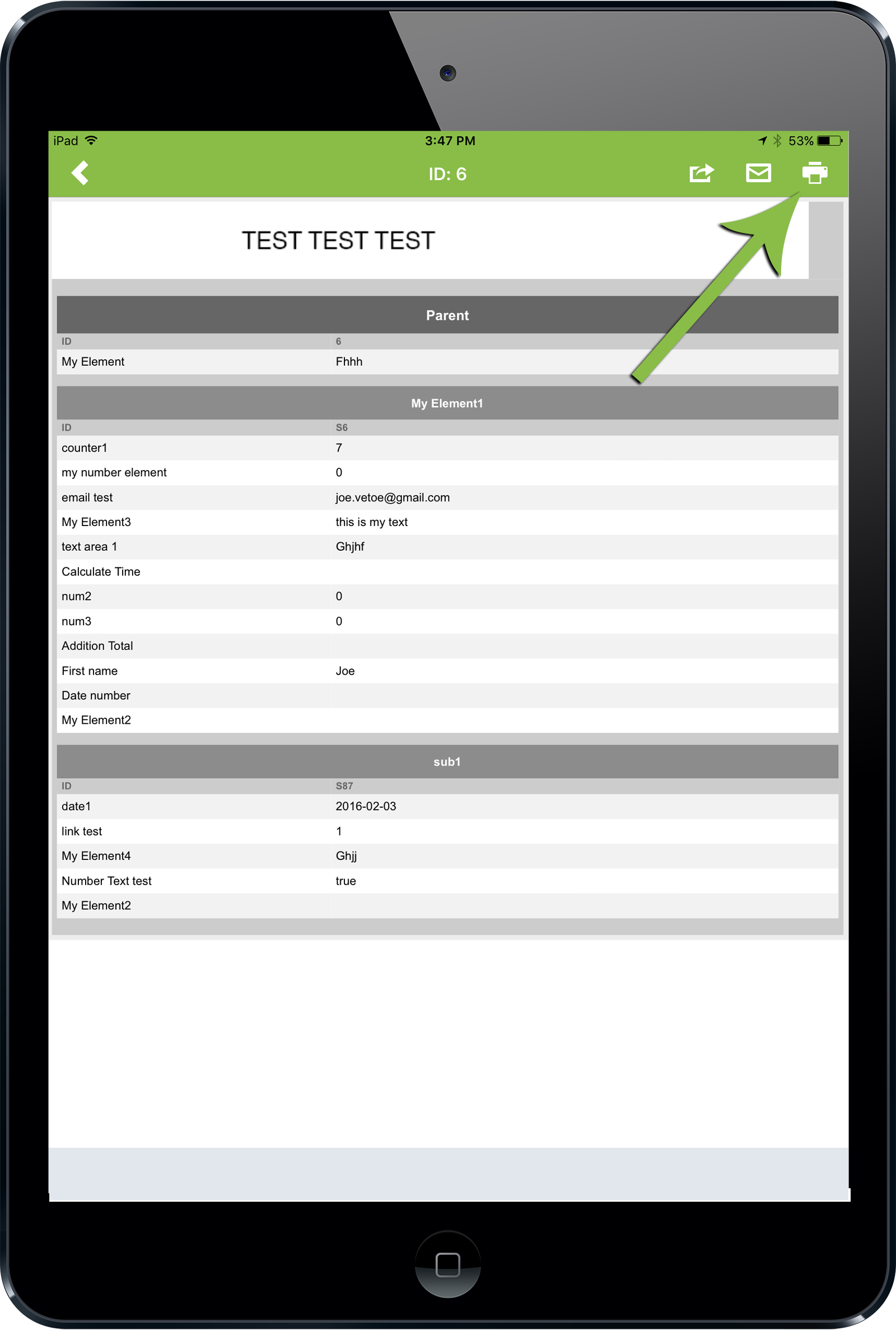 How do I print records from the manage console (iOS)?